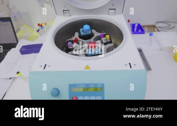 Rotation of medical samples in a laboratory centrifuge. Laboratory ...