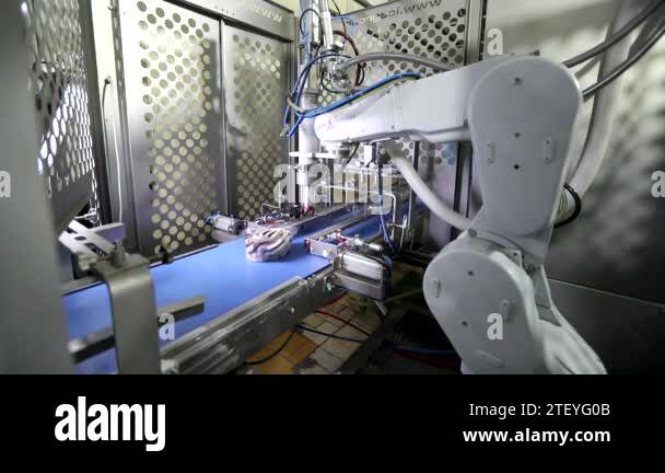 Production robot. Robotic production. Modern technology at the ice ...