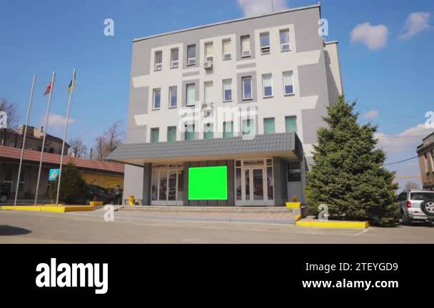 An office building with a green screen area for inserting your ...