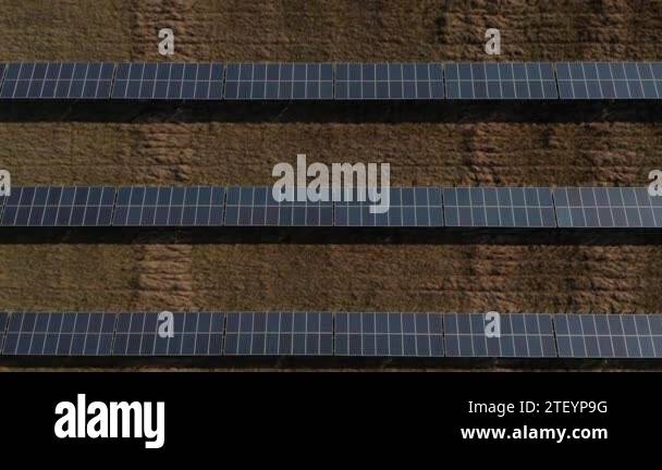 Renewable energy source from above. Birds eye view of rows of ...