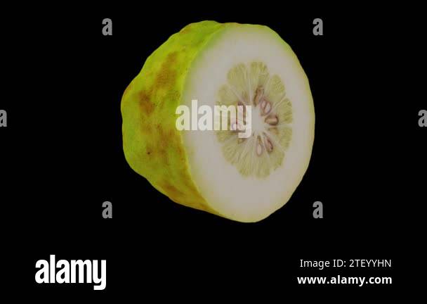 Realistic render of a rolling half Native Philippine Lemon on black ...