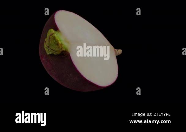 Realistic render of a rotating half Red Radish on transparent ...
