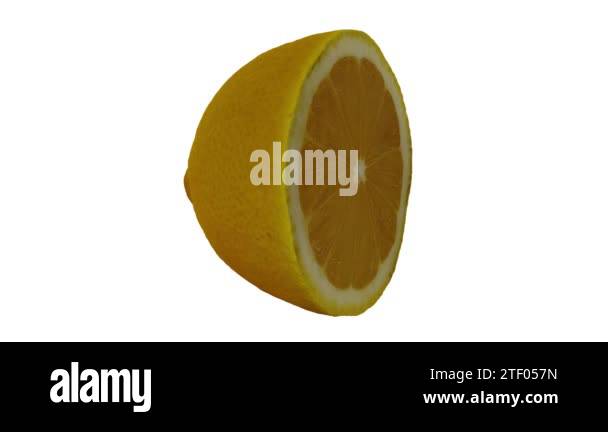 Realistic render of a rolling half Lemon on white background. The video ...