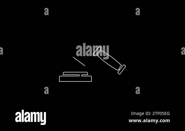 White line Judge gavel icon isolated on black background. Gavel for ...