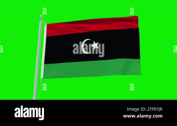 Seamless loop animation of the Libya flag on a green screen background ...