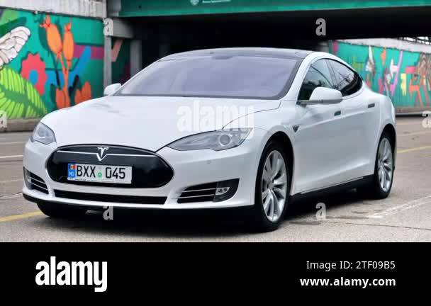 CHISINAU, MOLDOVA - JANUARY, 2022: View of a parked Tesla Model S P90 ...