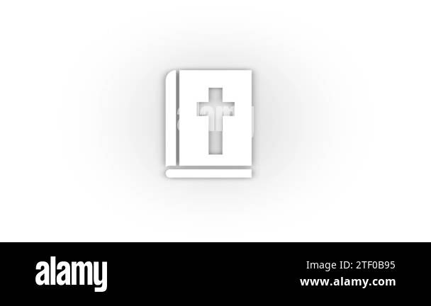 White Bible icon with shadow isolated on white background. holy scripture. Christian book. 4K ...