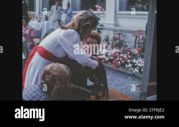 SANREMO, ITALY MAY 1982: Reception for the wedding scene in 80's Stock ...