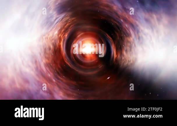 Abstract loop Interstellar flight, time travel jump in red hyper space ...