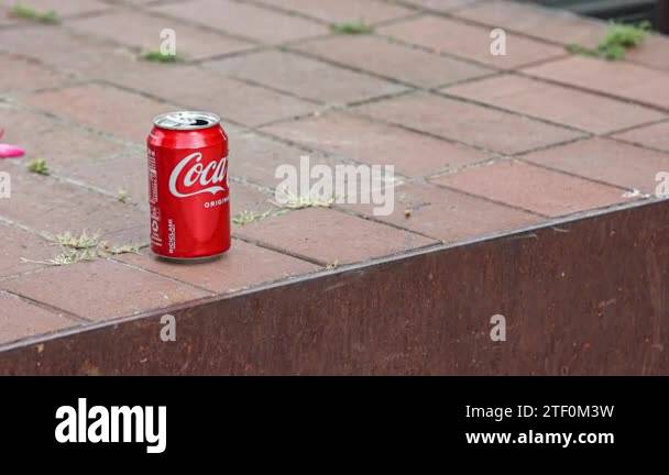 Rovigo, Italy 08 August 2022: Can of Coca Cola left on the ground ...