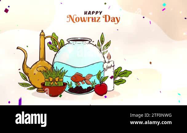 Navroz greeting. Iranian and Parsi new year with Text Navroz Mubarak ...