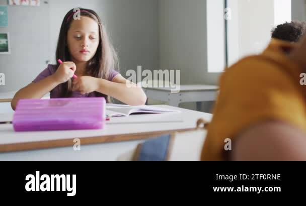 Primary school girl sitting desk Stock Videos & Footage - HD and 4K ...