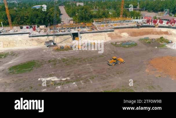 Construction of a sports complex. Construction site of the new stadium ...