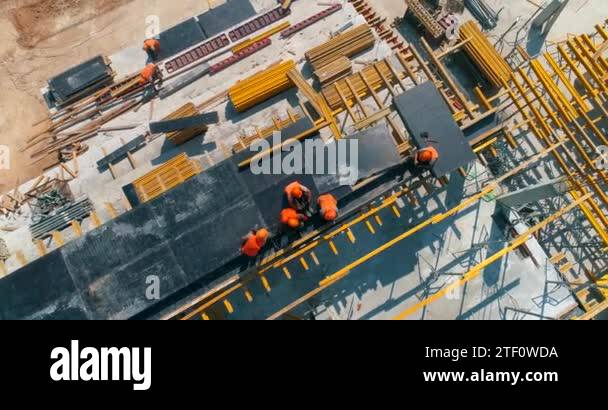 Construction of a new modern stadium from above. Construction site of ...