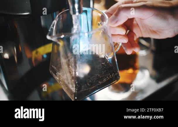 herbal tea. green tea drink. brewing herbal tea. close-up. crushed dry ...