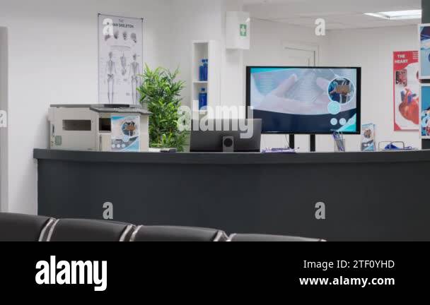 Medical center hospital reception counter to help patients at checkup ...