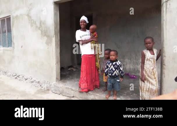 Local African Hungry Family in a Poor Village near Slum House, Zanzibar ...