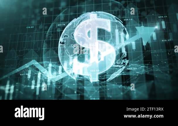 Abstract Futuristic 4K Blue Global Investment Dollar Money Currency ...