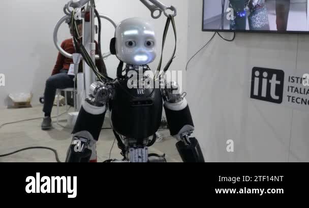 Rome, Italy - October 10, 2021: Humanoid robot for research in the field of robotics and ...