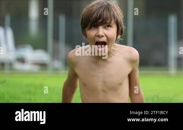 Cute child screaming. Kid yelling in ultra slow-motion 120fps. Young ...