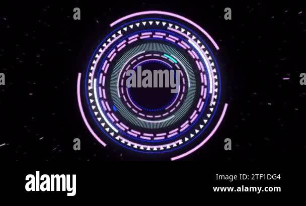 Animation of glowing light trails over scope scanning. global computing, data processing ...