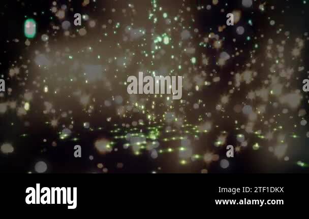 Animation of digital glitter particles and lens flares moving in ...