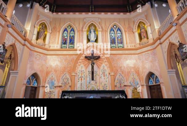 an interior view inside the christian church with beautiful and holy ...