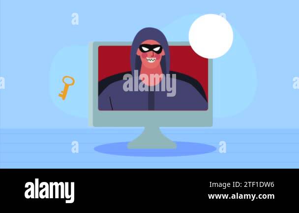hacker in desktop cyber fraud animation ,4k video animated Stock Video ...