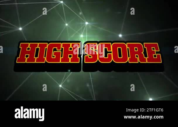 Animation of high score text with light beam, speech bubble, connecting ...