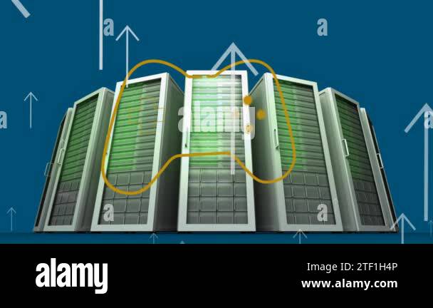 Animation of video game controller and upward arrows over computer ...