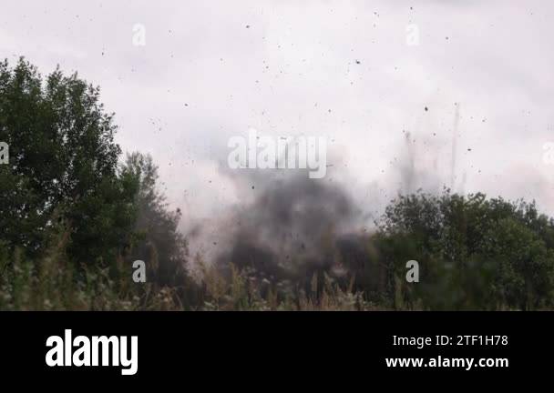 Flames, smoke from large explosion fireball, realistic fire explosion ...