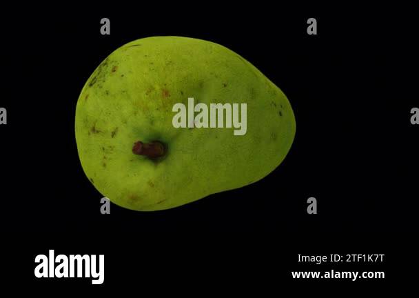 Realistic render of a spinning cut Green (Unripe) Ivory Mango on ...