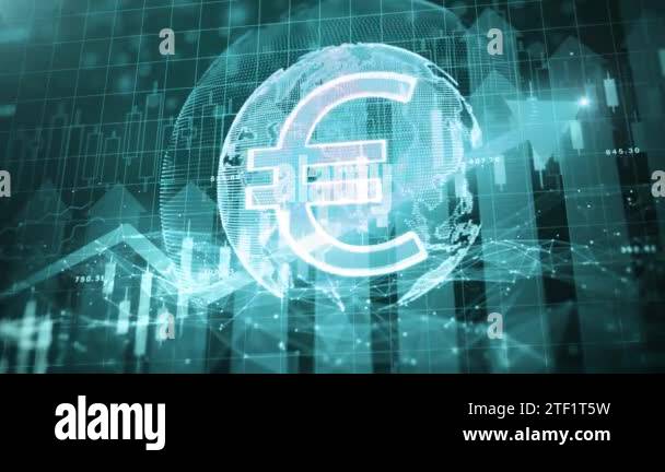 Abstract Futuristic 4K Blue Global Investment Euro Money Currency Graph ...