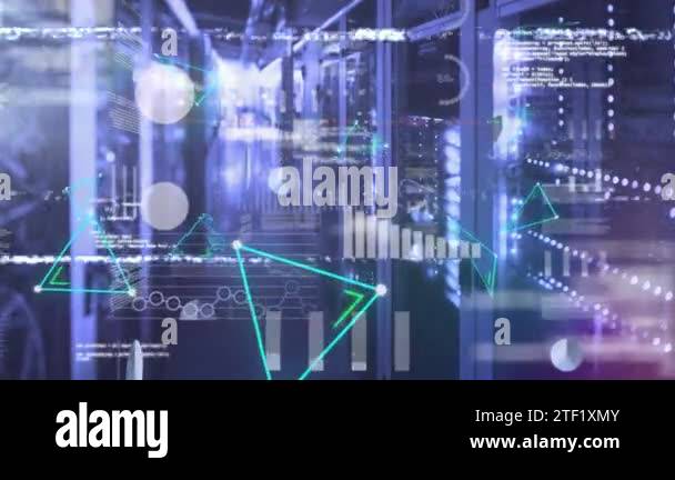 Infographics And Computer Coding With Server Room In Background Digitally Generated Data