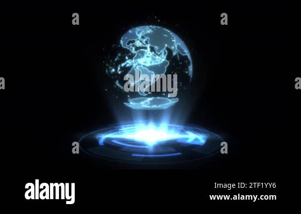 Seamless Loop Hologram Light Show Scan Radar Earth Digital World ...