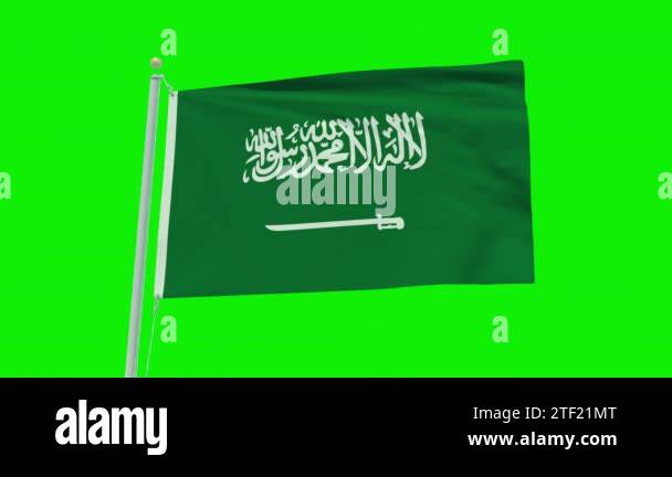 Seamless loop animation of the Saudi Arabia flag on a green screen ...