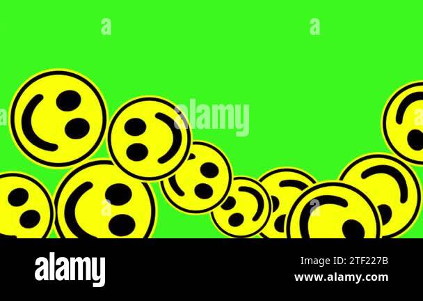 Social Media Smiley Face icon floating from left to right with green ...