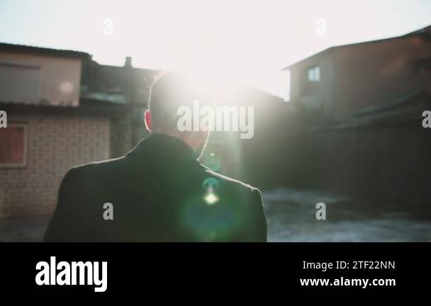 Man life. Future success. Leadership motivation. Back view of confident ...