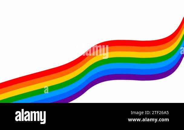 Animated color stripe. Decorative rainbow wave gradually changes shape ...