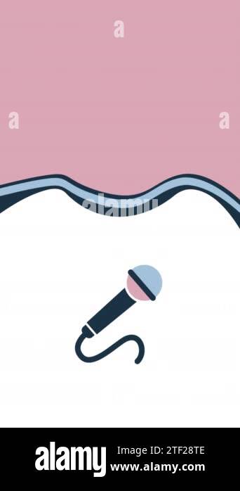 Vertical video of cartoon microphone on white and pink background Stock ...