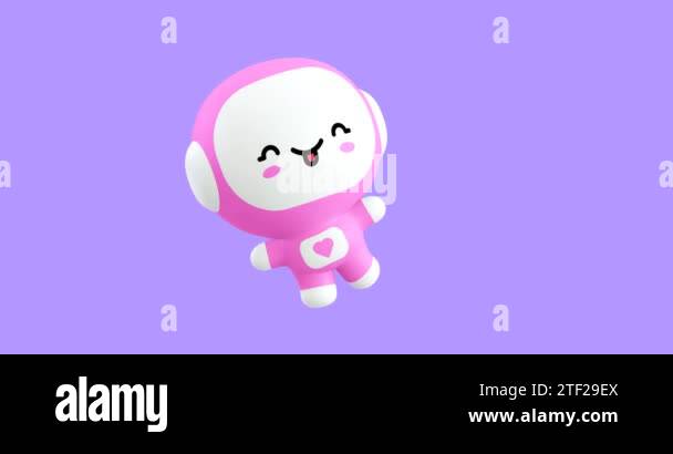 Funny Looped cartoon kawaii astronaut character. Cute emotions and move ...