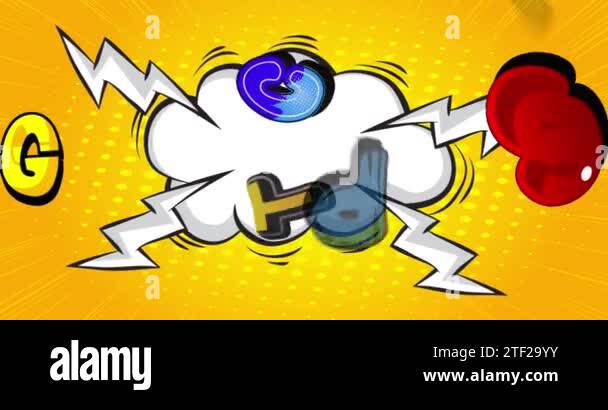 Manga cartoon backdrop stock video with random moving letters. Retro ...