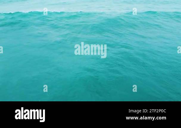 Clear ocean water, Powerful stormy sea waves, Aerial view of pure water ...