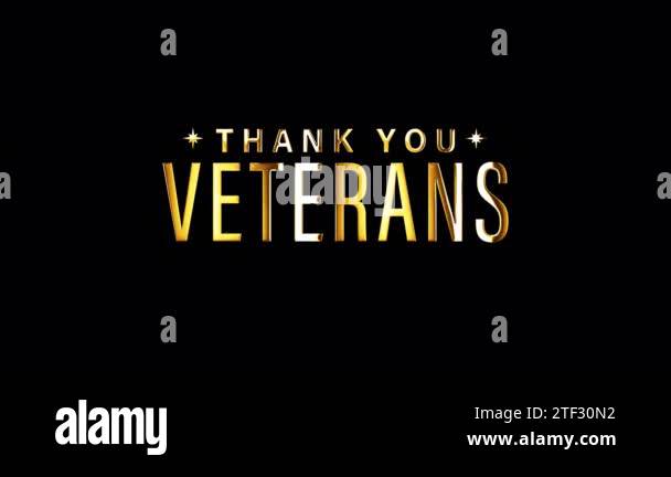 Thank you Veterans golden text with light effect. 4K 3D rendering ...