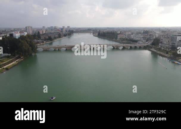 The historical stone bridge in Adana, built to connect the two land ...