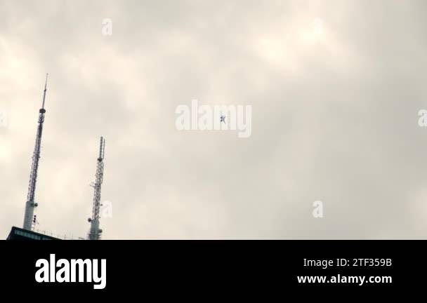 Two Jet Fighter Fly By, Air Plane Military Force Army Over City. Slow ...