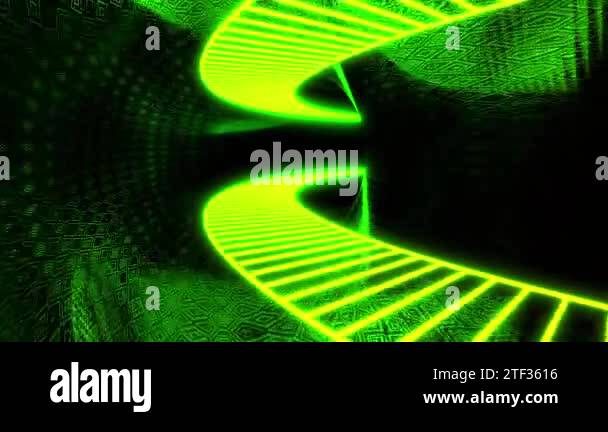 Black background with green path.Design. A green corridor that shimmers ...