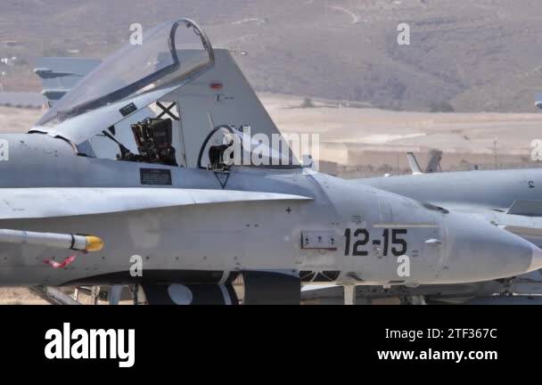 Cockpit with open canopy of a modern military plane combat fighter jet ...