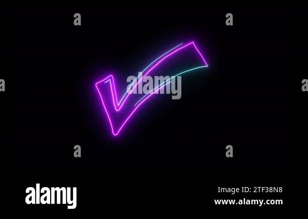 Neon Tick, done approval sign Stock Video Footage - Alamy