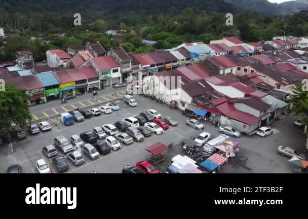 Balik Pulau, Penang, Malaysia - Oct 22 2021: Aerial view Balik Pulau of ...